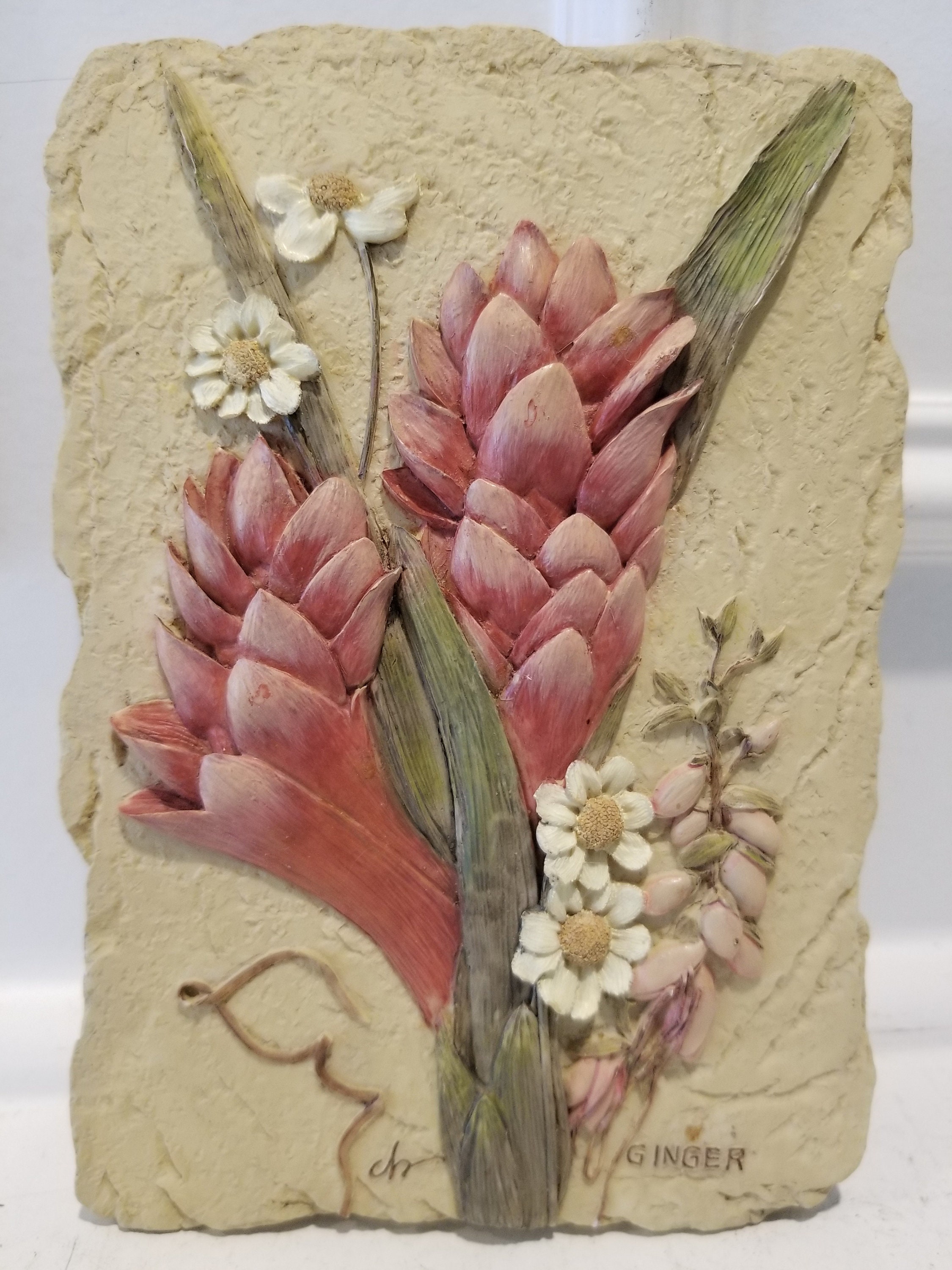 Ginger Ceramic Tile - Hand Painted Decorative Tile - Flowers Ceramic ...