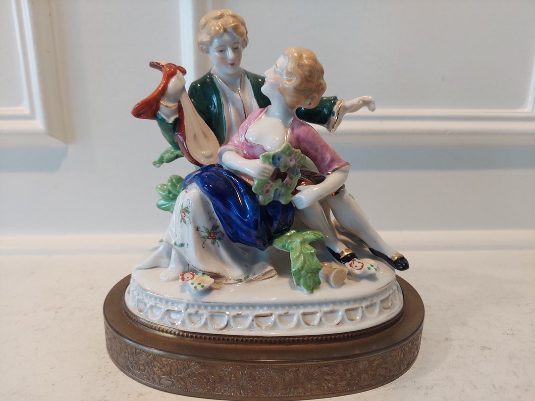 Victorian Porcelain Sculpture - Victorian Couple Figurine - Porcelain ...