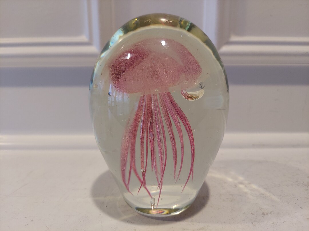 Art Glass Paperweight With Unique Inserts - Jellyfish Art in Glass ...