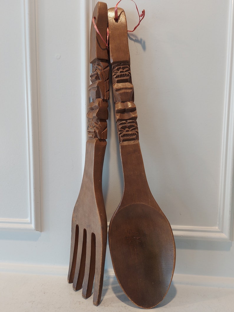 Vintage Extra Large Wood Fork and Spoon 21 Inches Wall Decor - Etsy