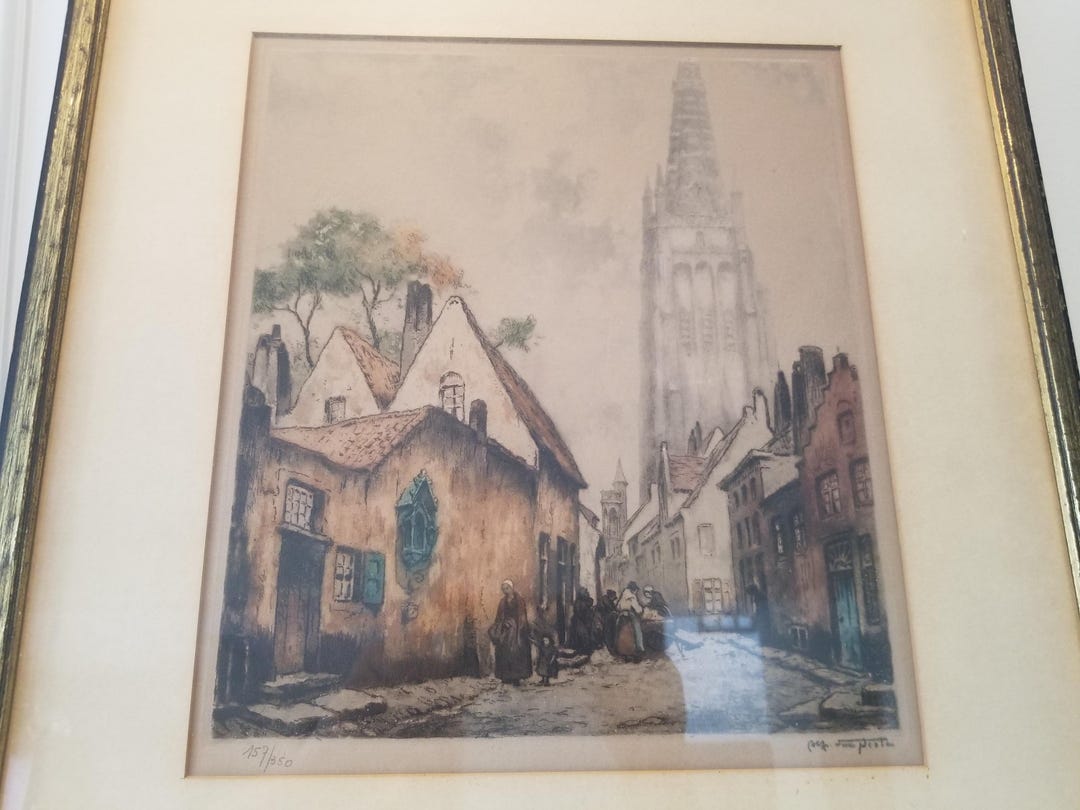 Belgian Street by Alfred Van Neste - Belgian Artist (1874–1969) - Hand ...
