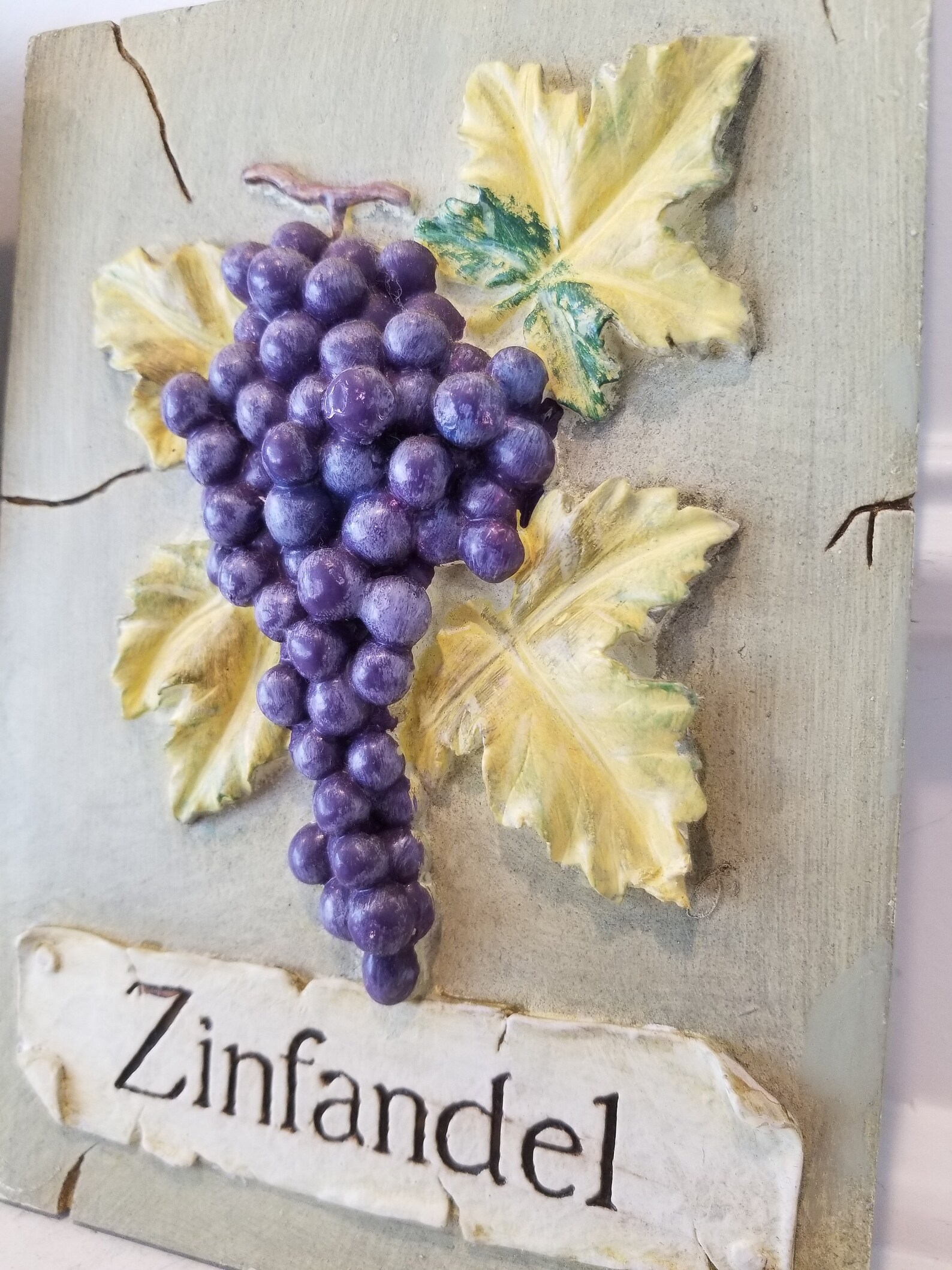 Vintage Vineyard 3D Ceramic Wall Tile - Wall Plaque With Grapes ...