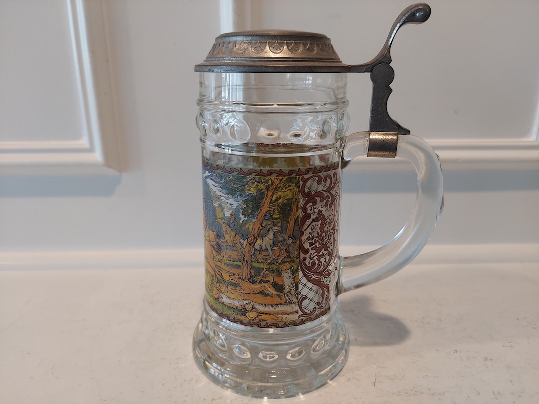 Collectible German Glass Stein With Lid - Unique Art Piece - Made in ...
