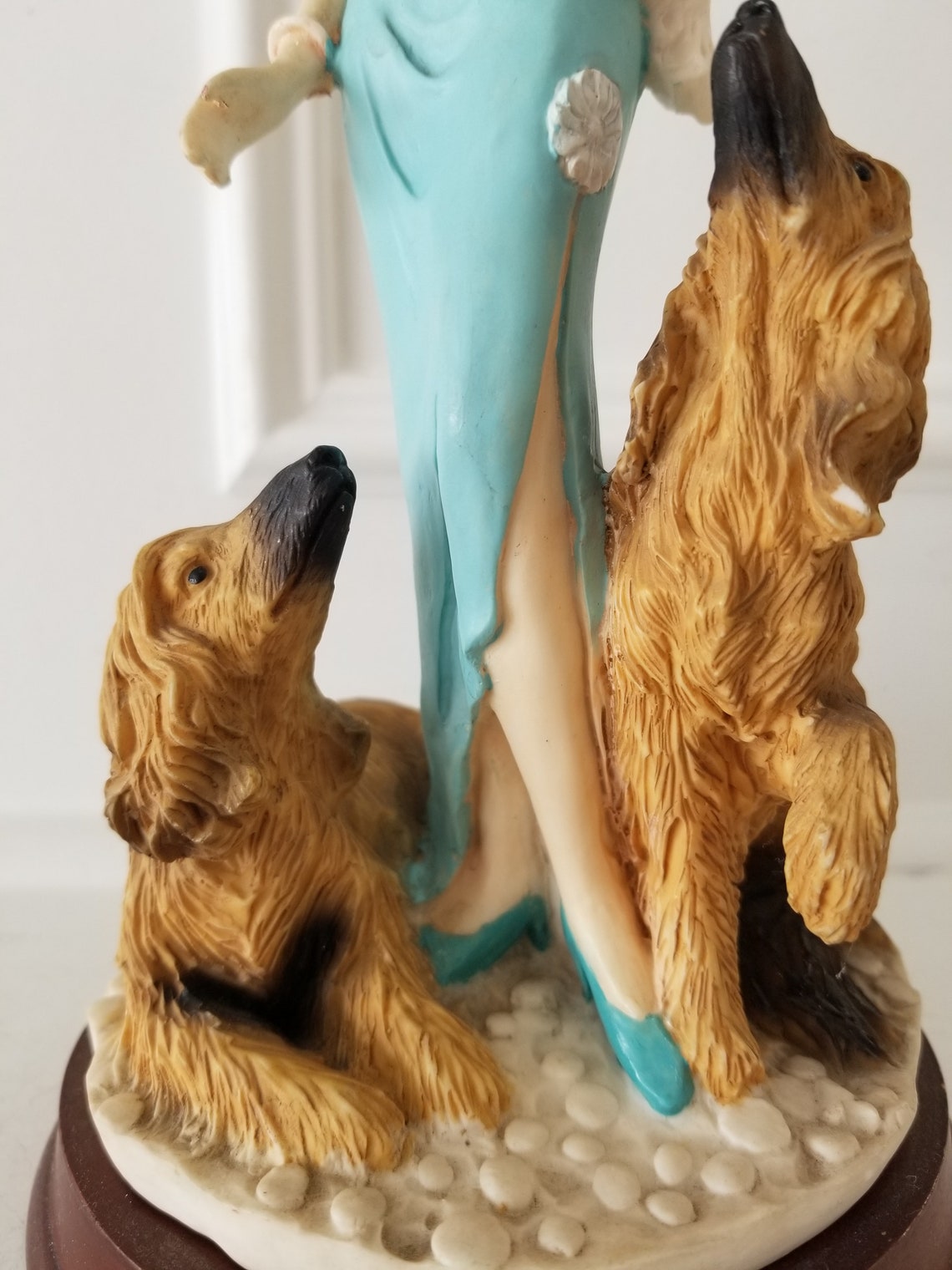 La Verona Collection Figurine Lady With Dogs Figurine High - Etsy