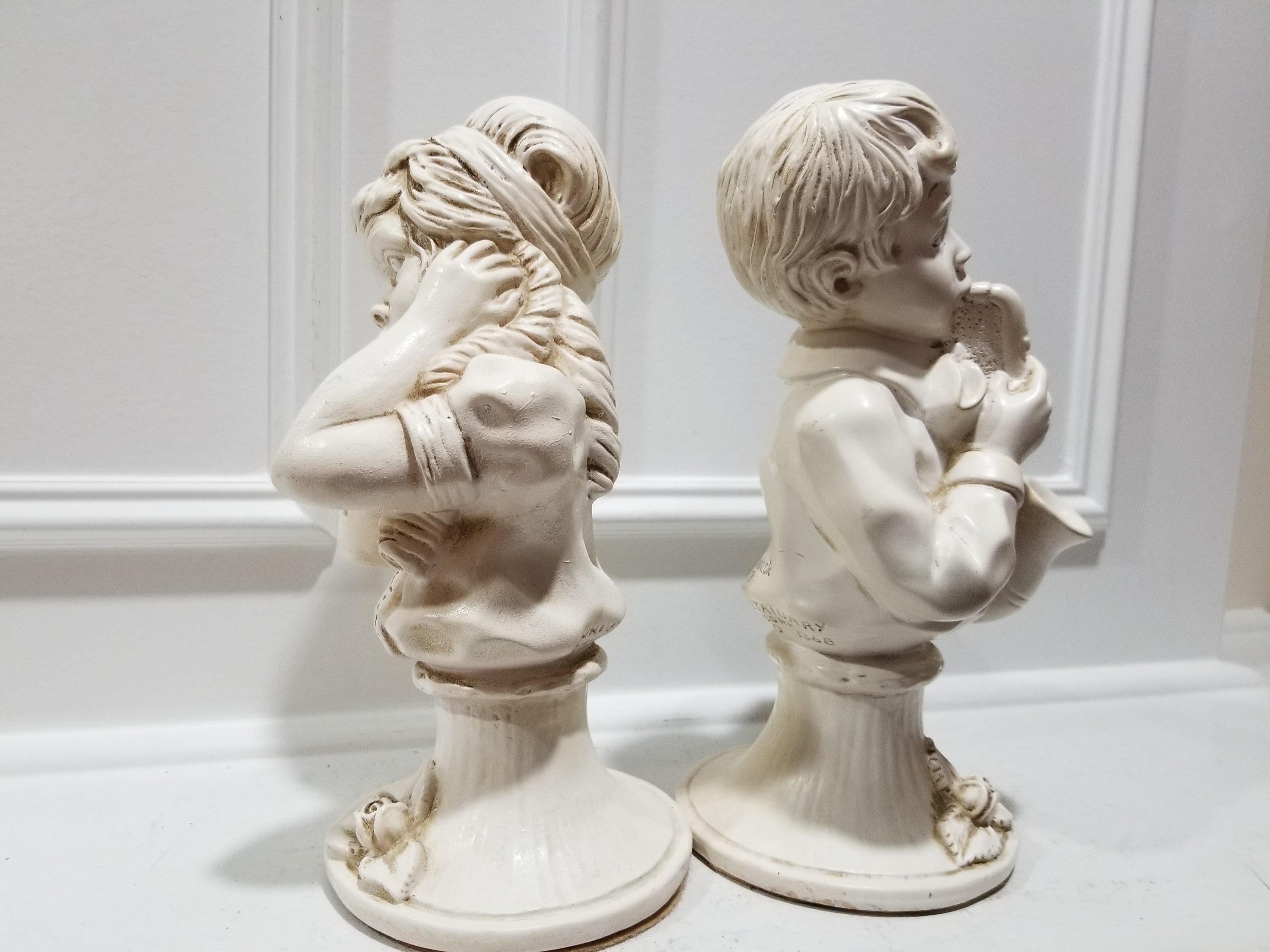 Pair of Universal Statuary Boy and Girl Statues Signed by | Etsy