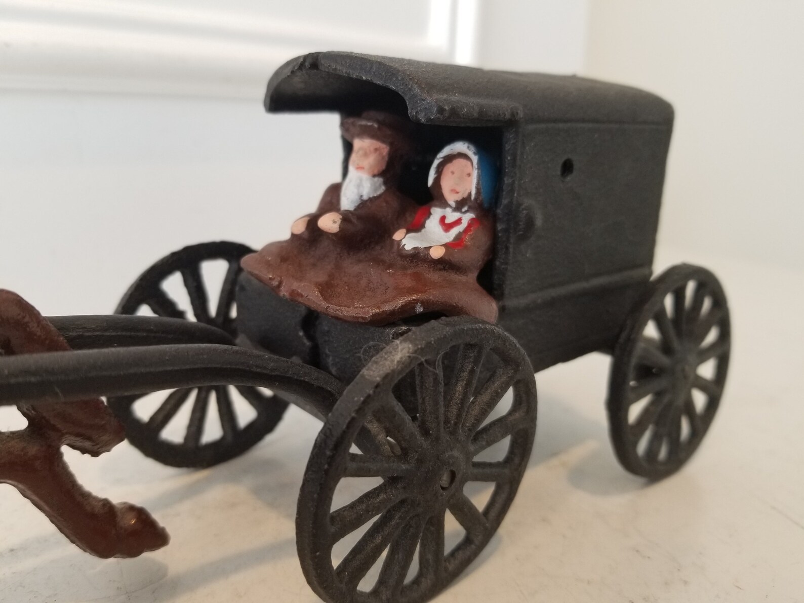 Antique Cast Iron Amish Stagecoach - Hand Painted Cast Iron Amish ...