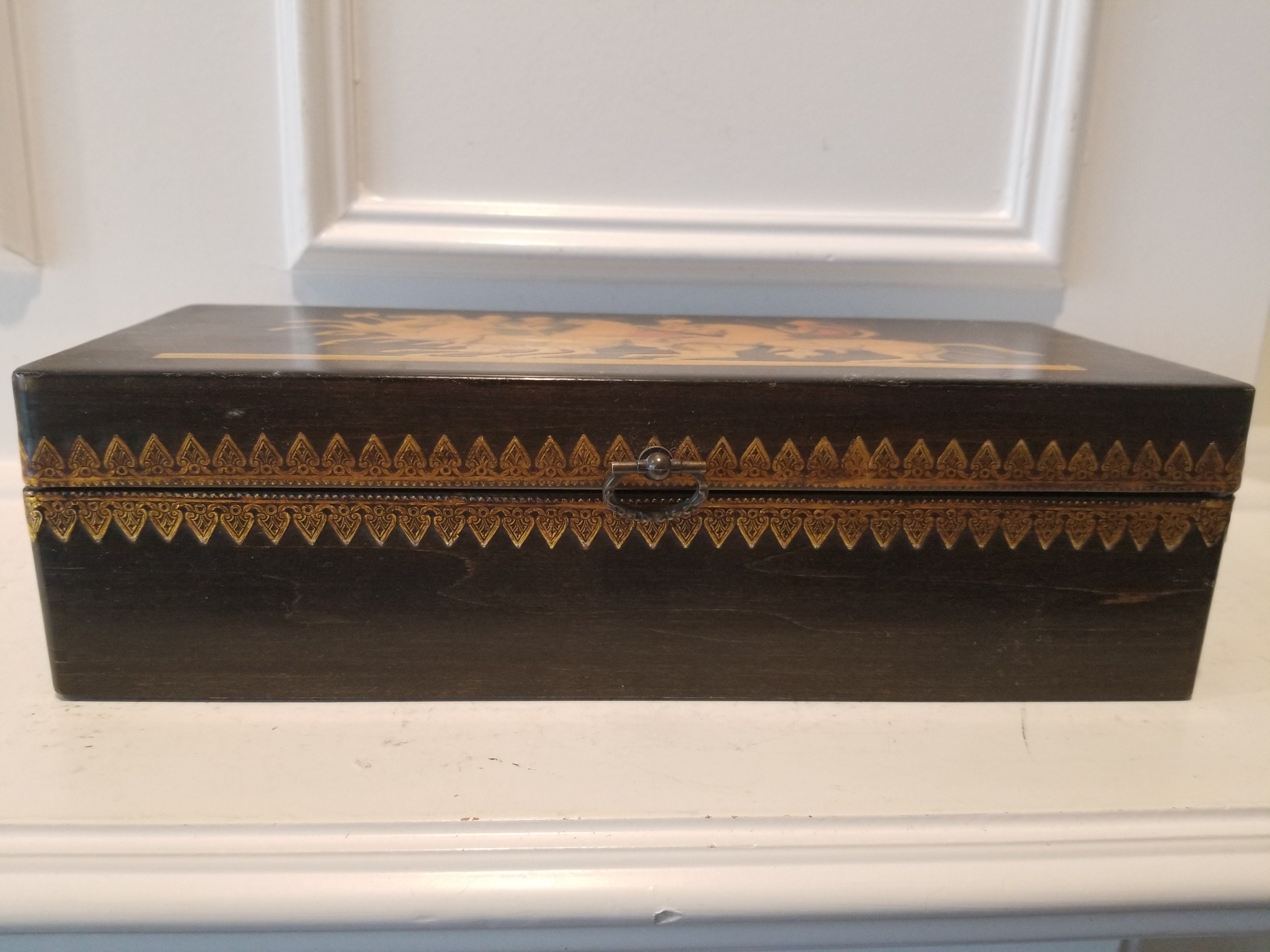 Medieval Design Inlay Wood Box Jewelry Box Made in France | Etsy