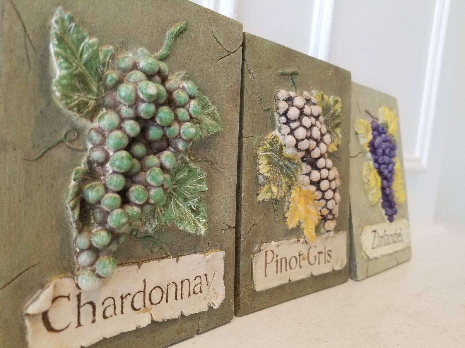 Vintage Vineyard 3D Ceramic Wall Tile - Wall Plaque With Grapes ...
