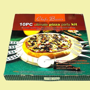 10 Piece Pizza Party Baking Set With Cutting Board and Silverware - Etsy