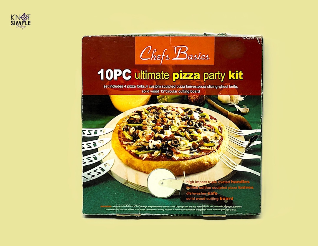 10 Piece Pizza Party Baking Set With Cutting Board and Silverware - Etsy