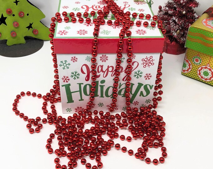 Elegant Red Beaded Garland: Festive Holiday Decoration - Etsy