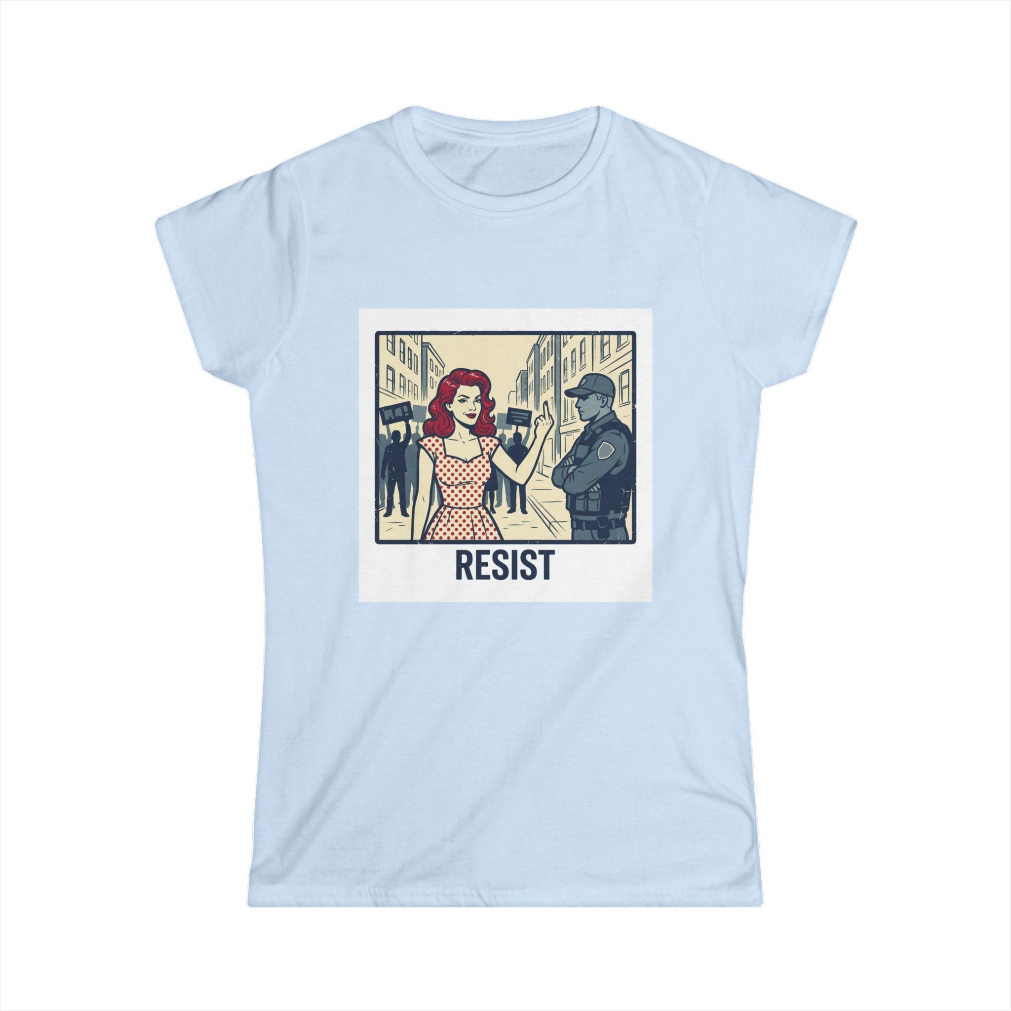 Abolish Ice - Resist Woman Flipping off Agent Graphic Tee | Feminist ...