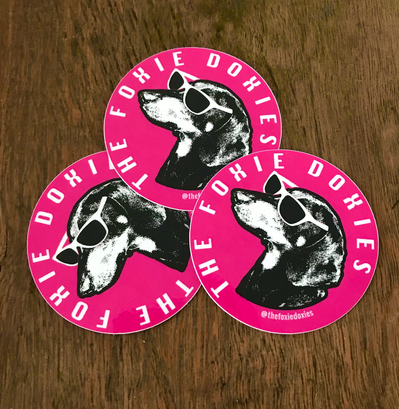 THE FOXIE DOXIES Pink Stickers - Dachshund Gift, Dachshund Art ...