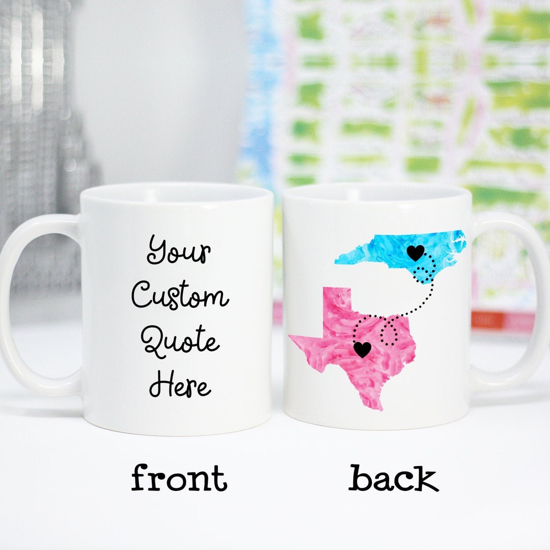 Personalized Long Distance State Mug, Custom Quote, States, Countries ...