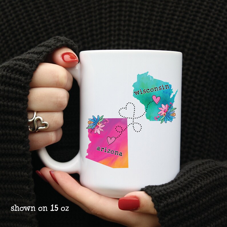 Arizona and Wisconsin State Mug Long Distance Gift State to - Etsy