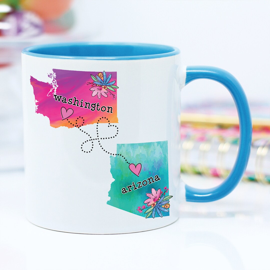 Washington and Arizona State Mug Long Distance Gift State to - Etsy