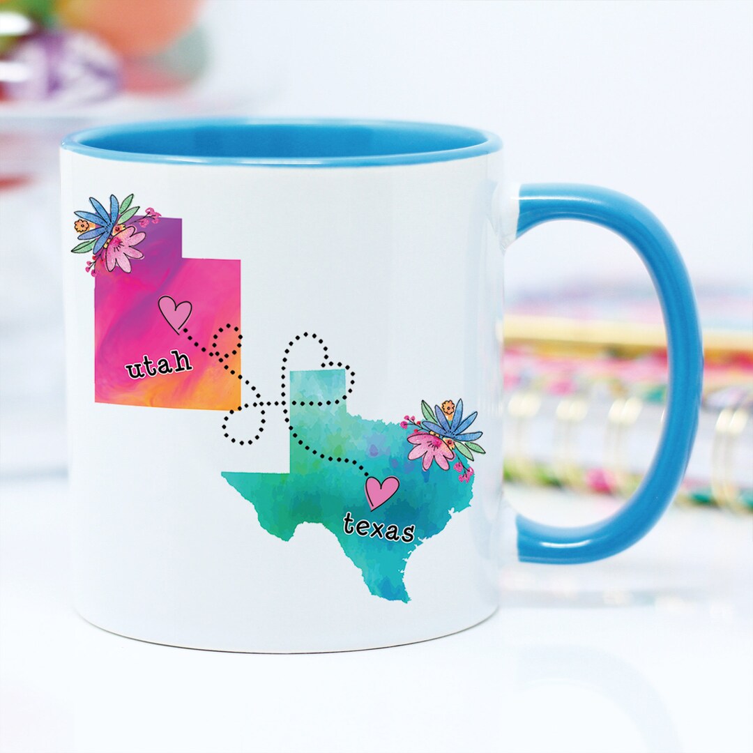 Utah and Texas State Mug Long Distance Gift State to State - Etsy