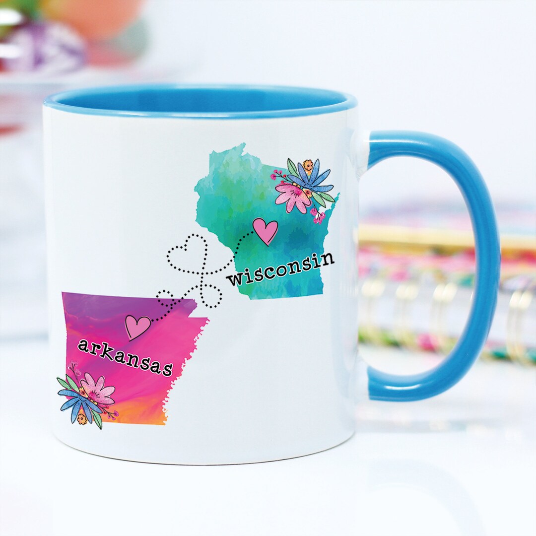 Arkansas and Wisconsin State Mug, Long Distance Gift, State to State ...