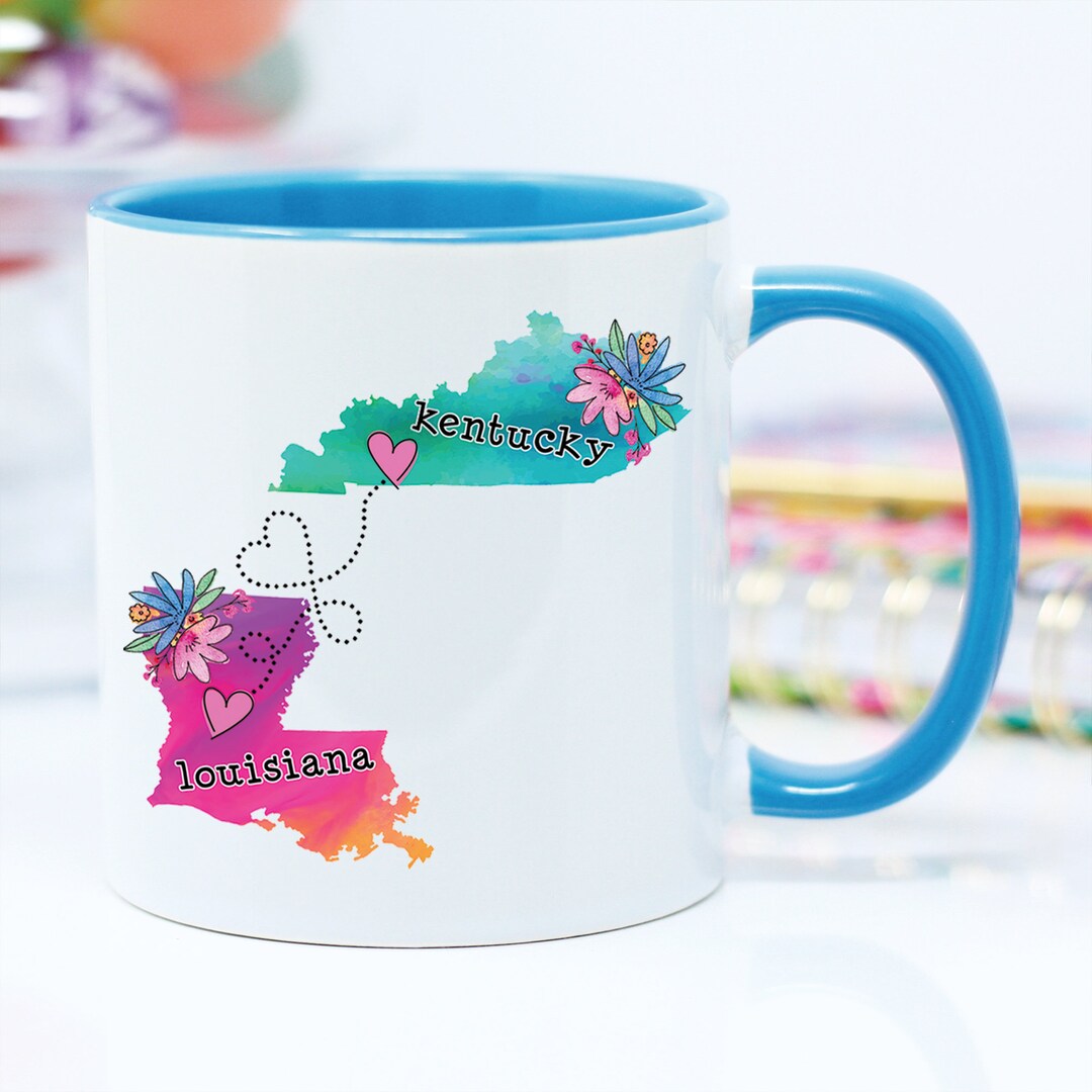 Louisiana and Kentucky State Mug, Long Distance Gift, State to State ...