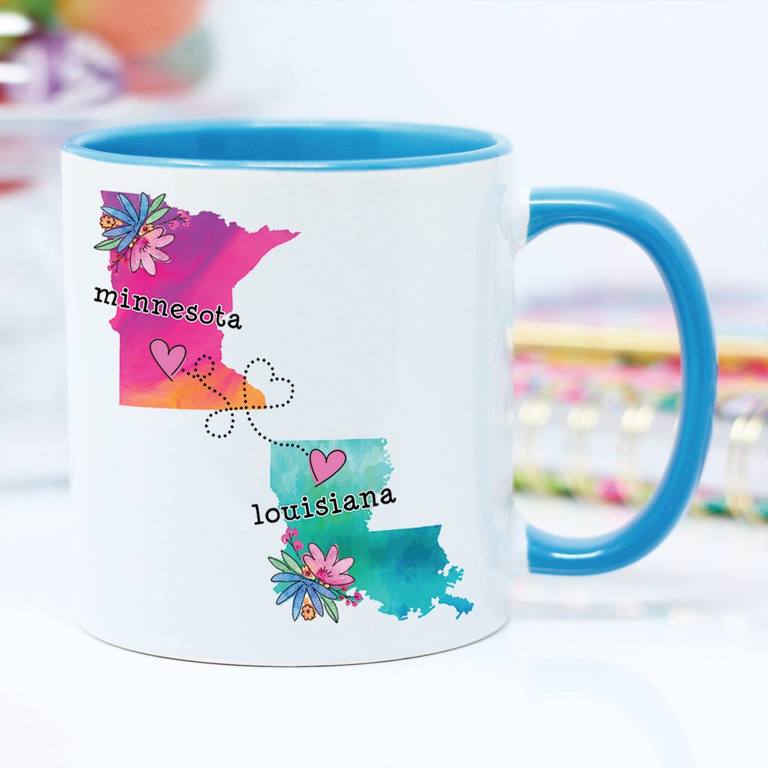 Minnesota and Louisiana State Mug, Long Distance Gift, State to State ...