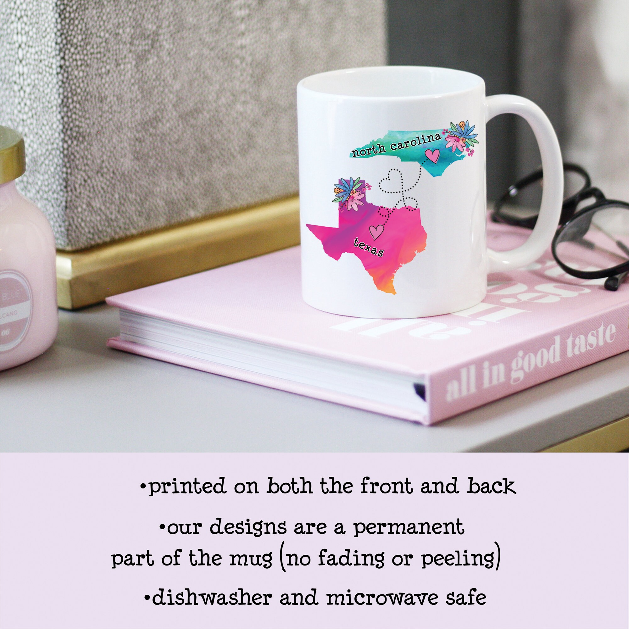 Texas and North Carolina State Mug Long Distance Gift State | Etsy