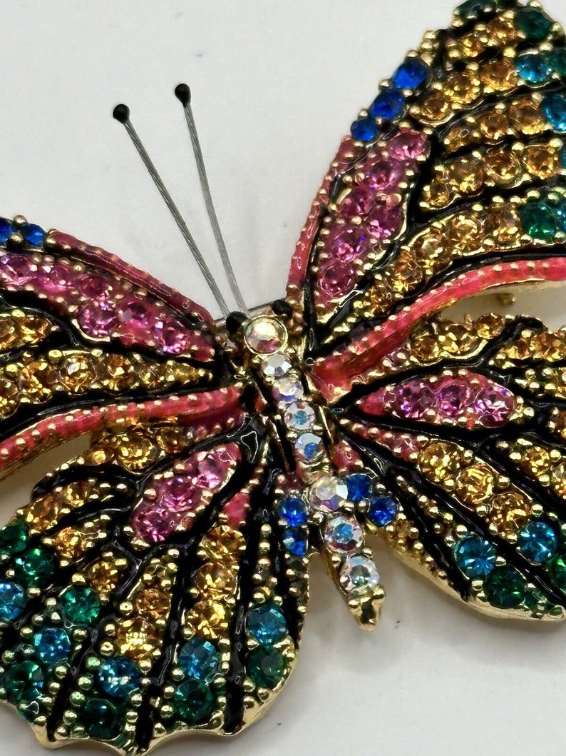 Butler and Wilson Butterfly Multicoloured Brooch Boxed - Etsy