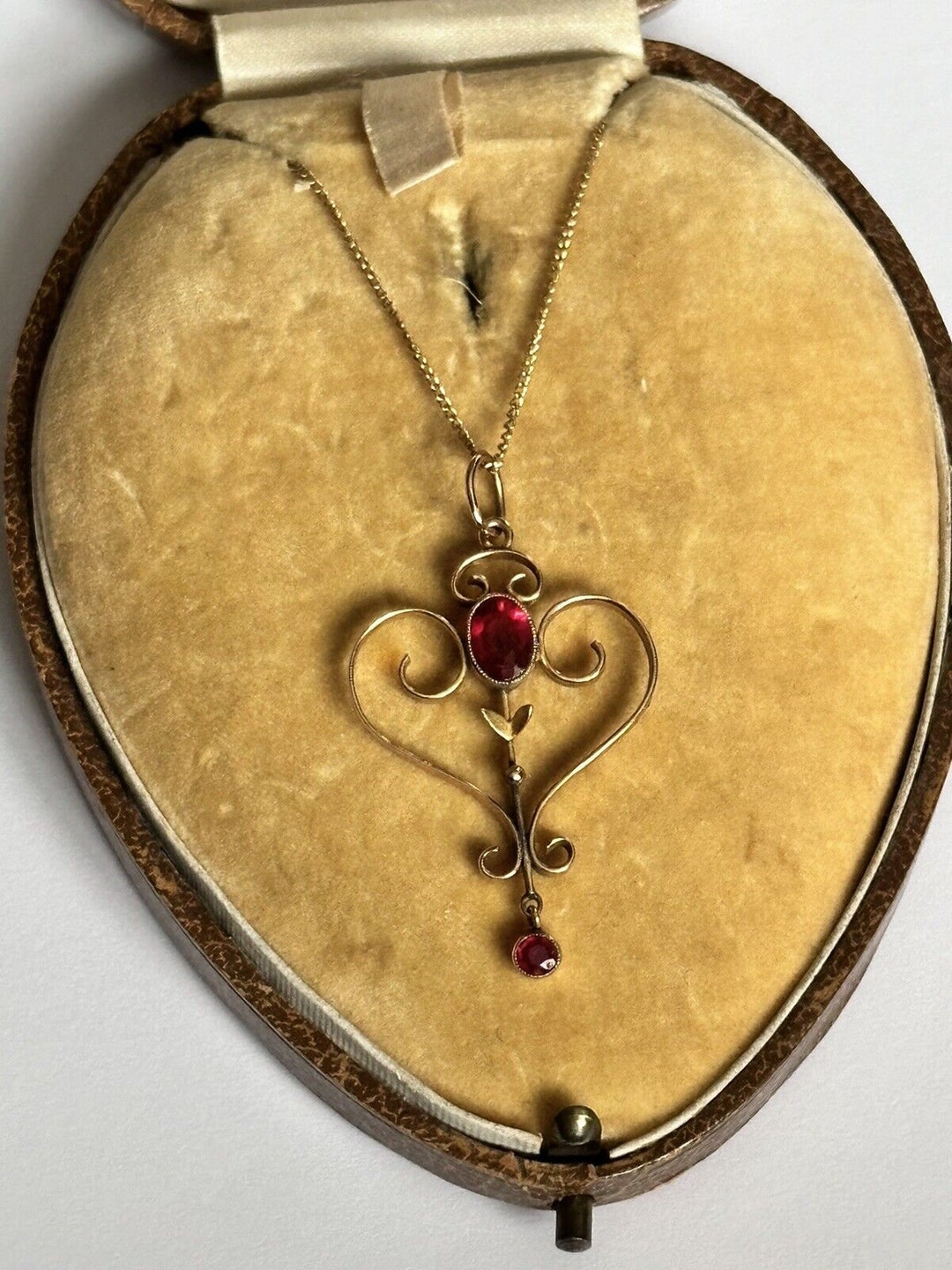 Antique Art Nouveau 9ct Gold Ruby Lavaliere Necklace Boxed - Etsy
