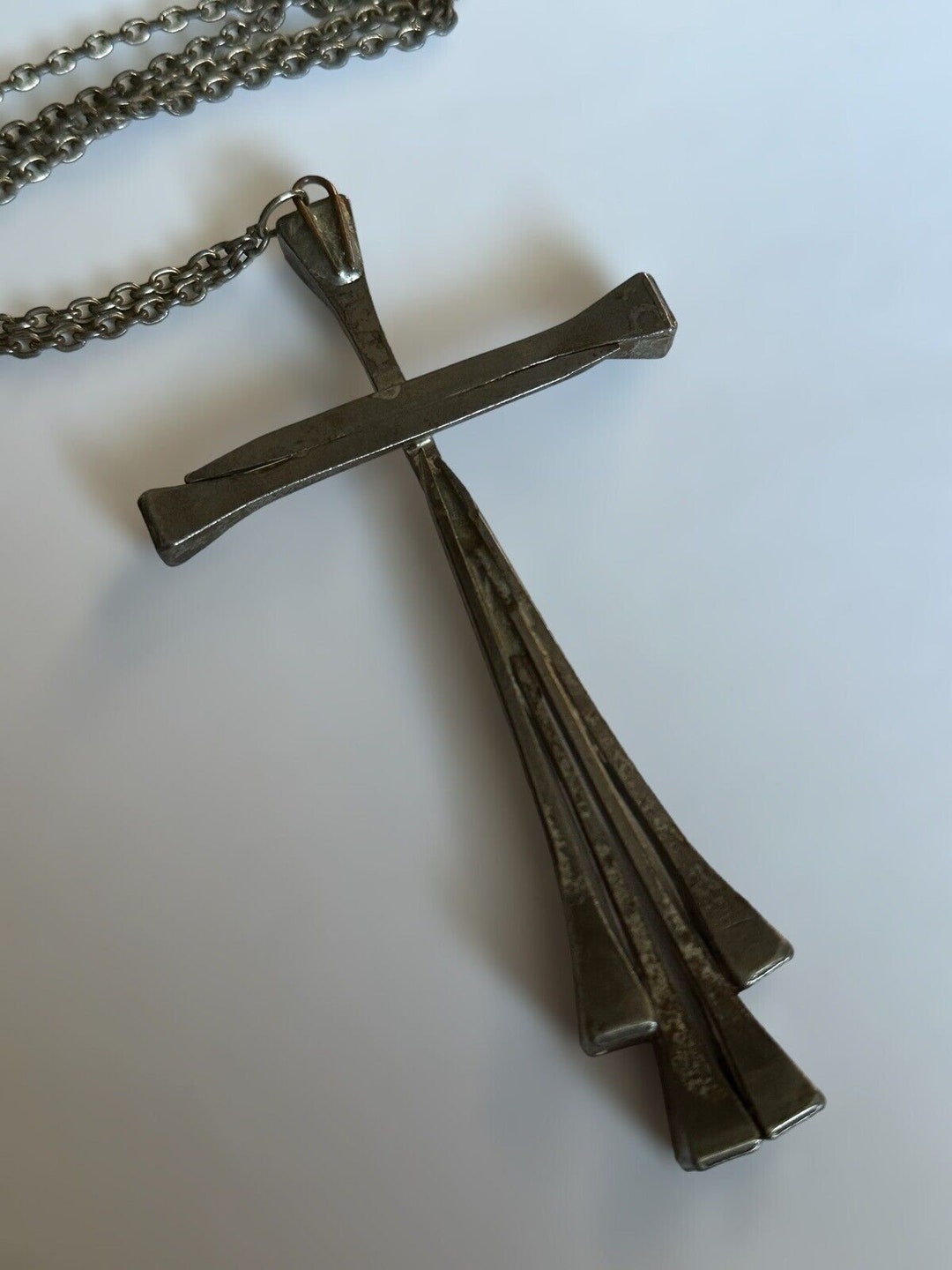 Vintage Large Metal Cross Crucifix Pendant Necklace - Etsy