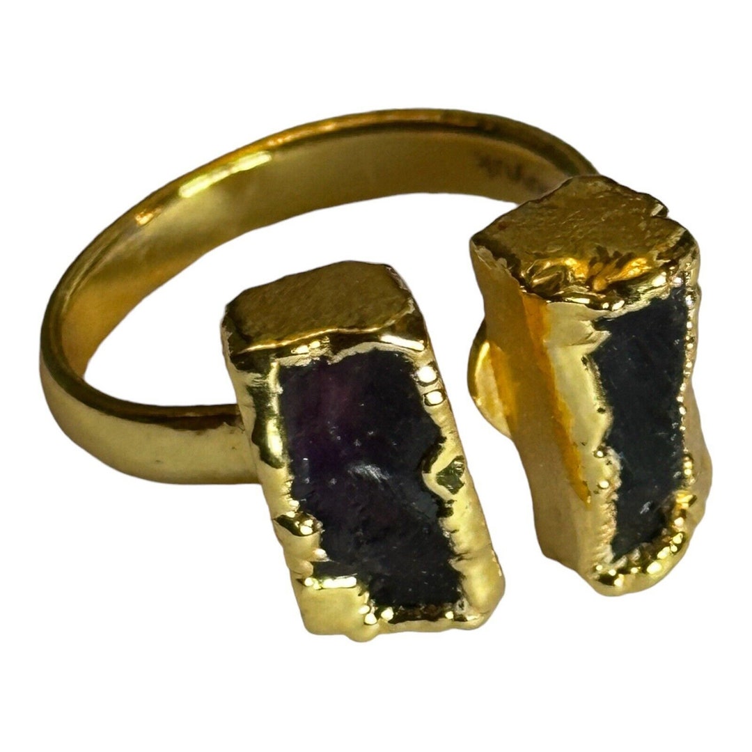 Sefa Huyuk 18k Gold Vermeil Etruscan Raw Dark Amethyst Ring - Etsy