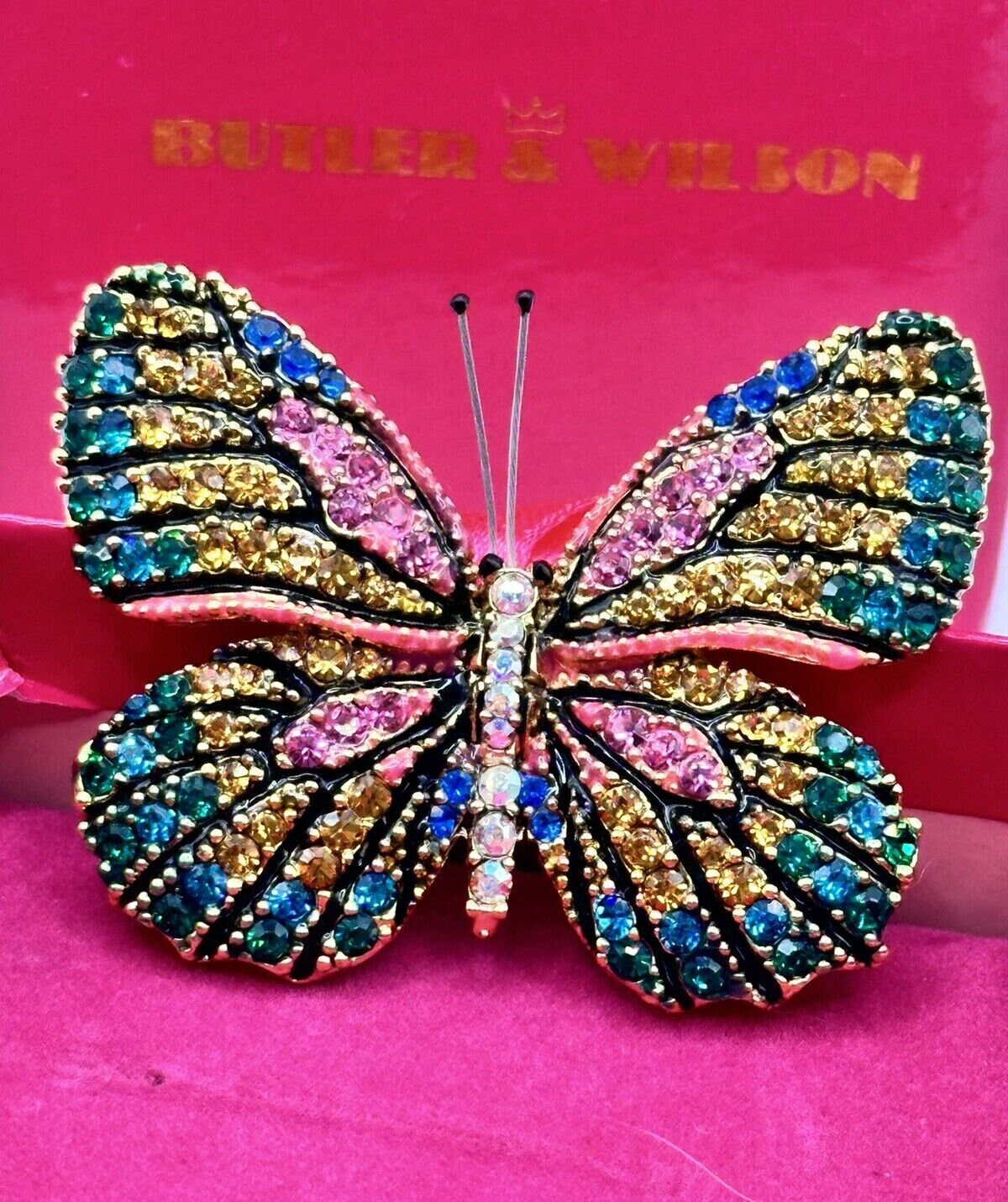 Butler and Wilson Butterfly Multicoloured Brooch Boxed - Etsy
