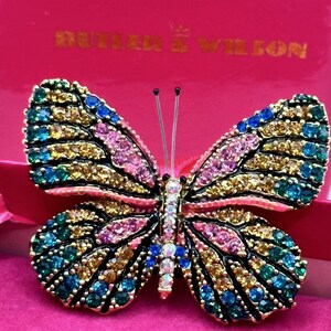 Butler and Wilson Butterfly Multicoloured Brooch Boxed - Etsy