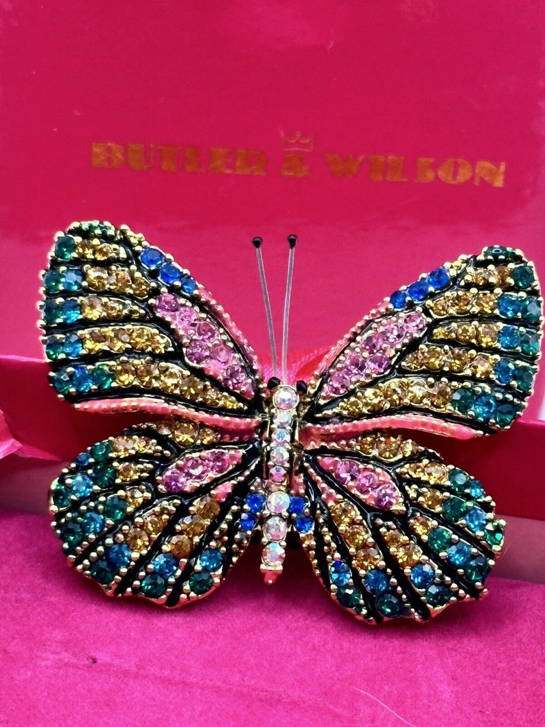 Butler and Wilson Butterfly Multicoloured Brooch Boxed - Etsy