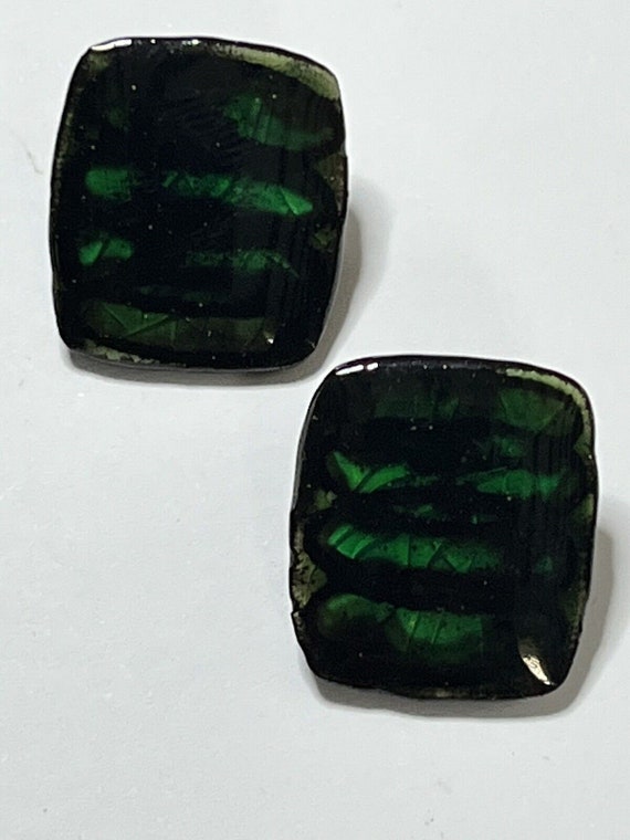 Vintage Alice Lund Denmark Ceramic Enamel Clip on Ear… - Gem