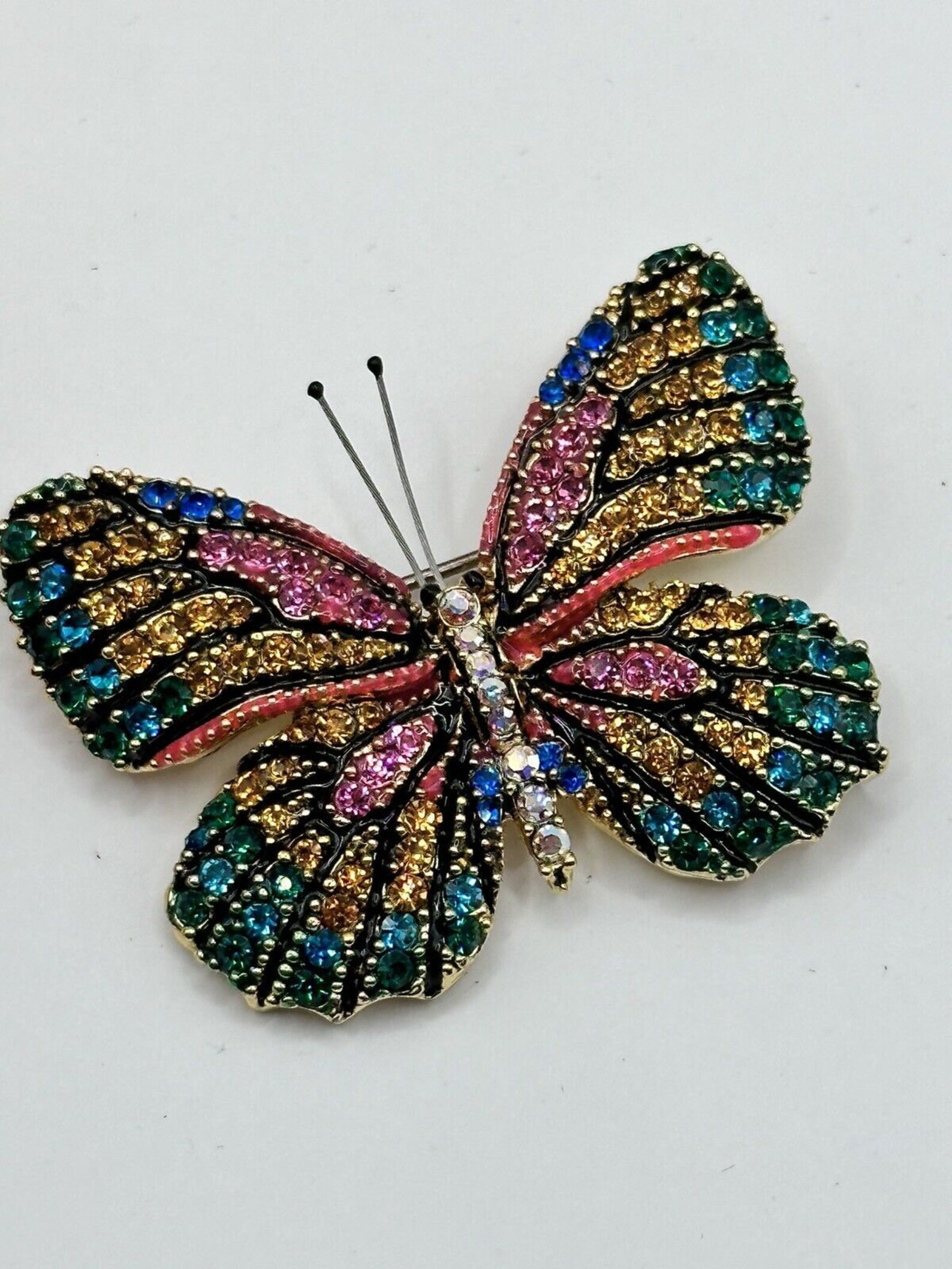 Butler and Wilson Butterfly Multicoloured Brooch Boxed - Etsy