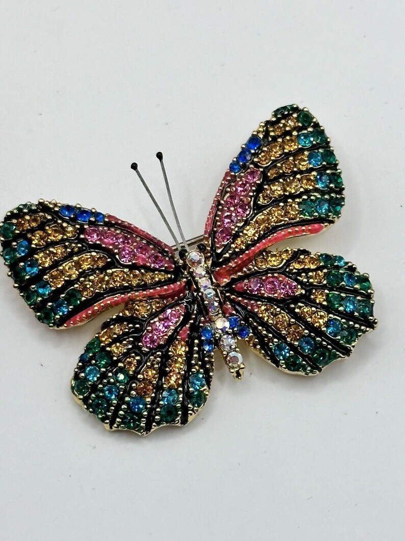 Butler and Wilson Butterfly Multicoloured Brooch Boxed - Etsy
