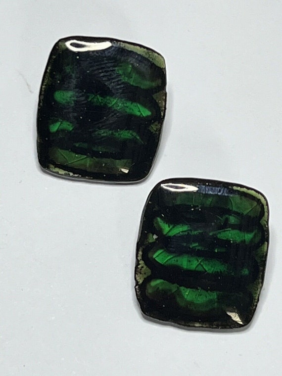 Vintage Alice Lund Denmark Ceramic Enamel Clip on Ear… - Gem