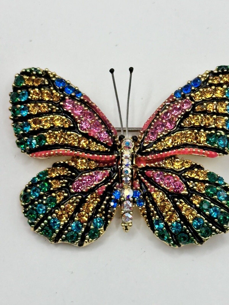 Butler and Wilson Butterfly Multicoloured Brooch Boxed - Etsy