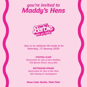 Barbie Themed Hen's Invite & Signage - Etsy