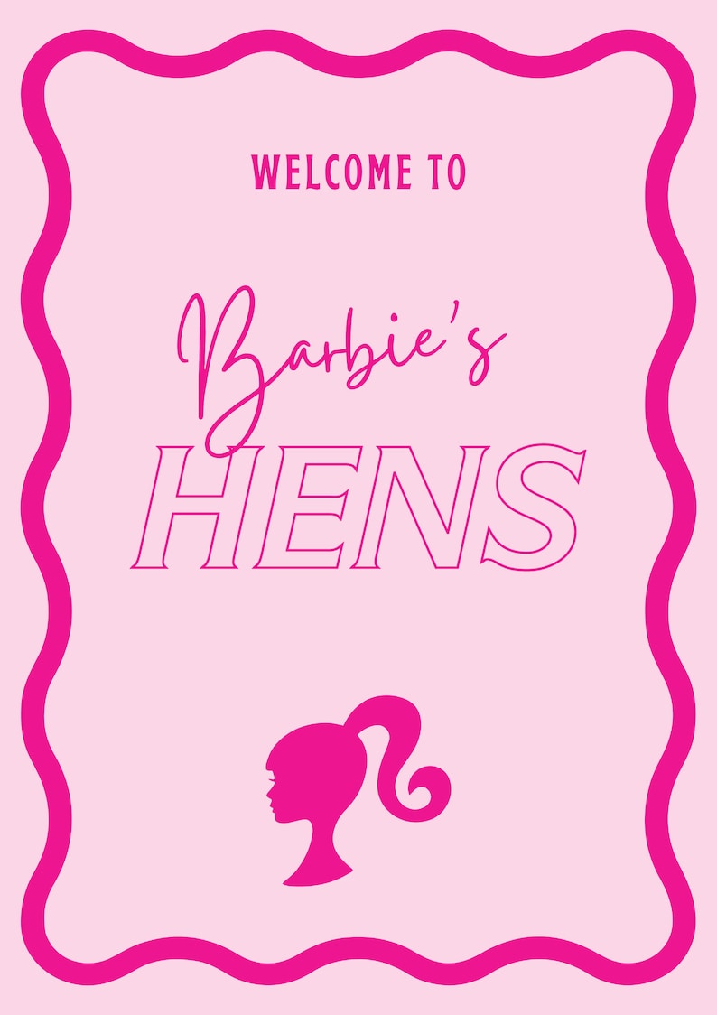Barbie Themed Hen's Invite & Signage - Etsy