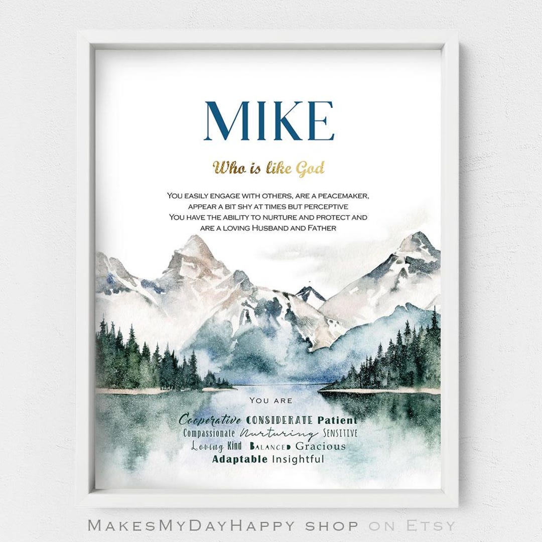 Mike Name Meaning Printable Poster,custom First Name Art,snowy ...
