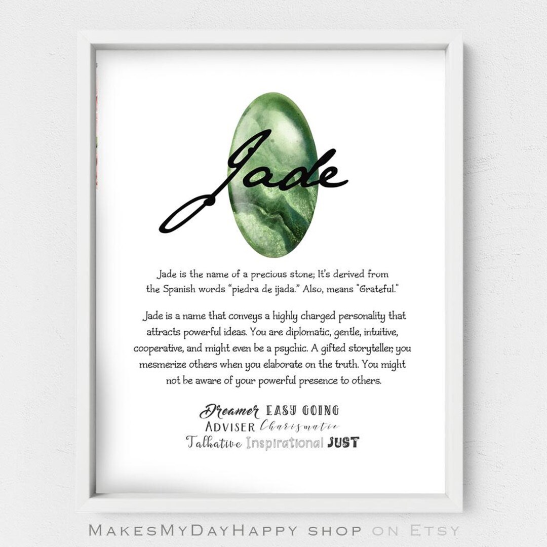 Jade Name Wall Art,precious Stones Decor,green Gemstone Art,bridal ...