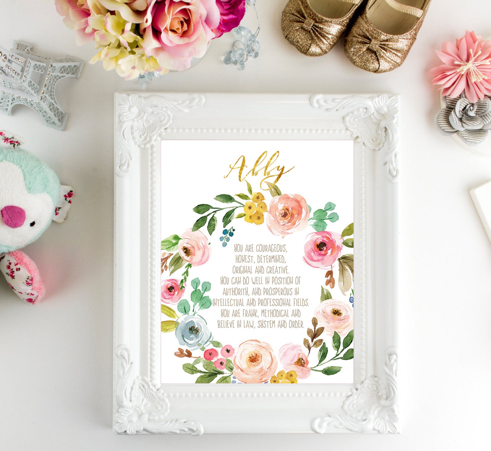 Abbie Name Meaningcustom Name Wall Artpersonalized Meaning - Etsy