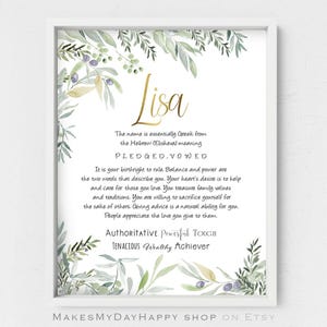 Lisa Name Meaning,symbol of Vowe,hebrew Name Meaning,pastel Green Kids ...