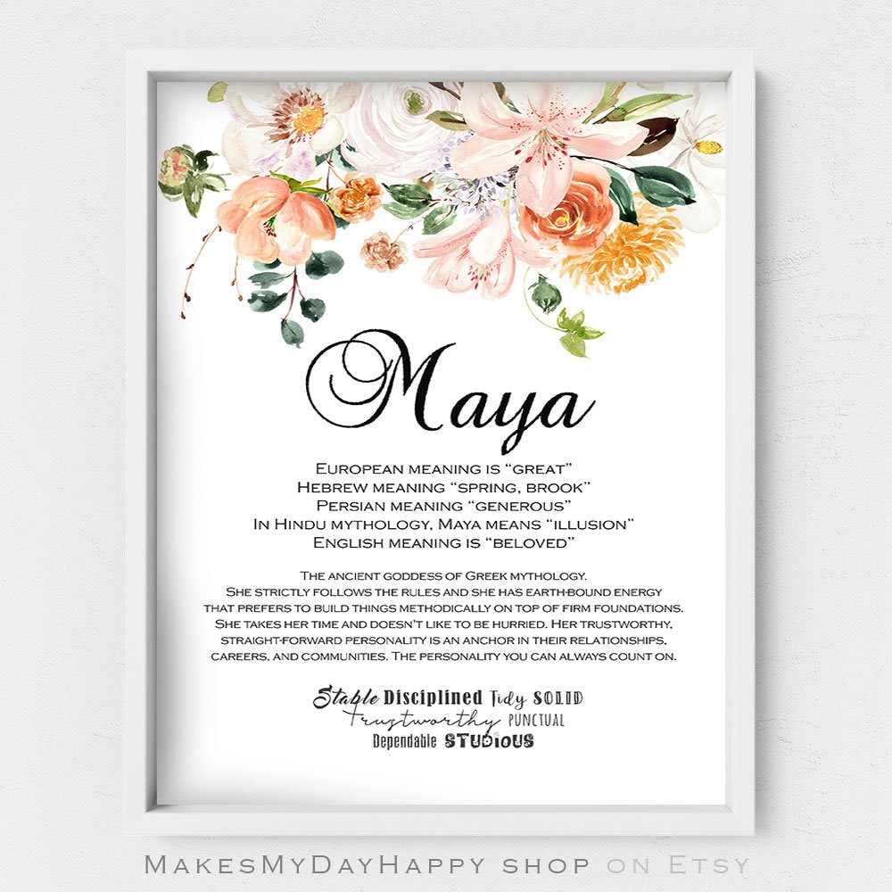 Maya name meaningCustom first NamePersonalized given | Etsy