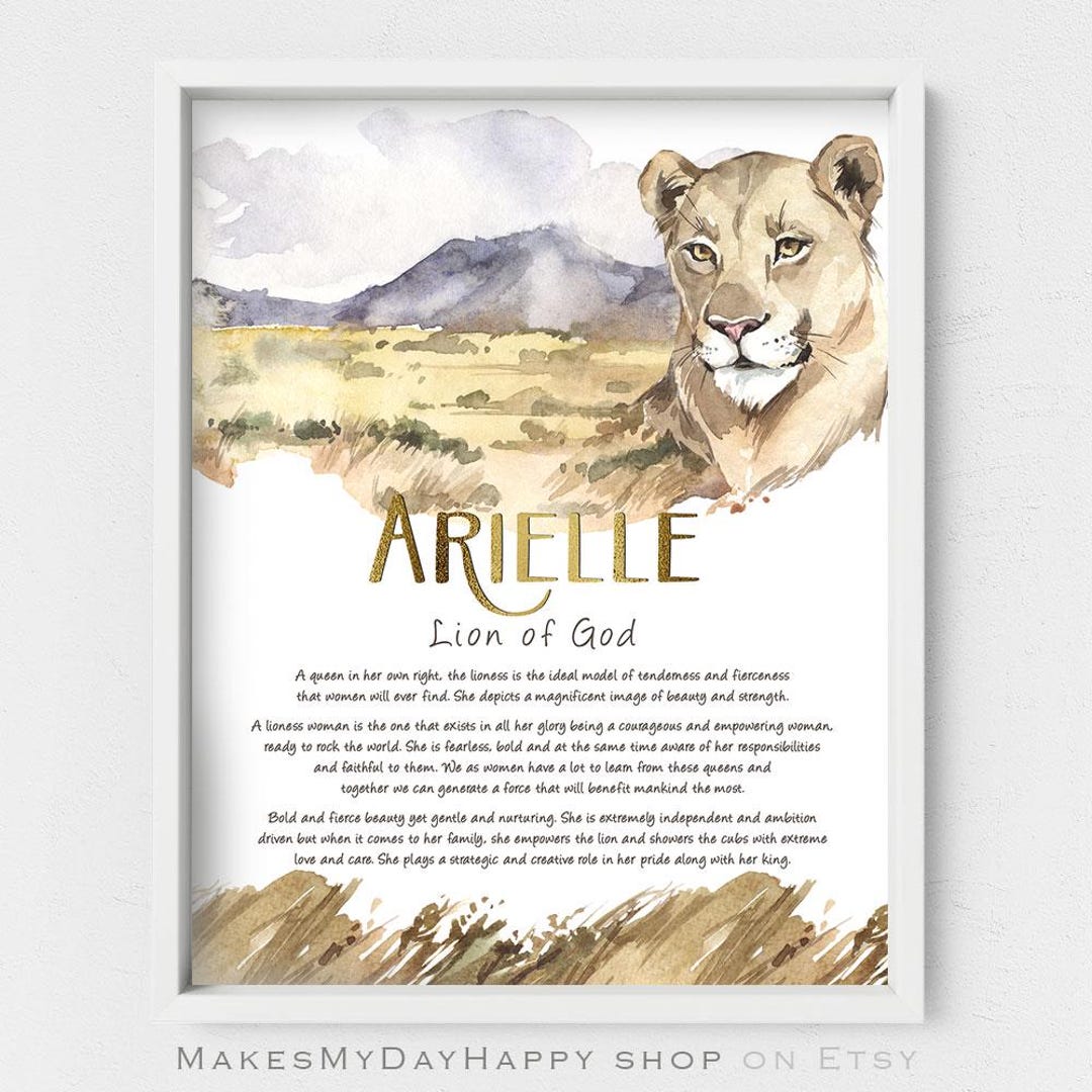 Arielle Name Meaning,lioness Wall Art,custom First Name,custom ...