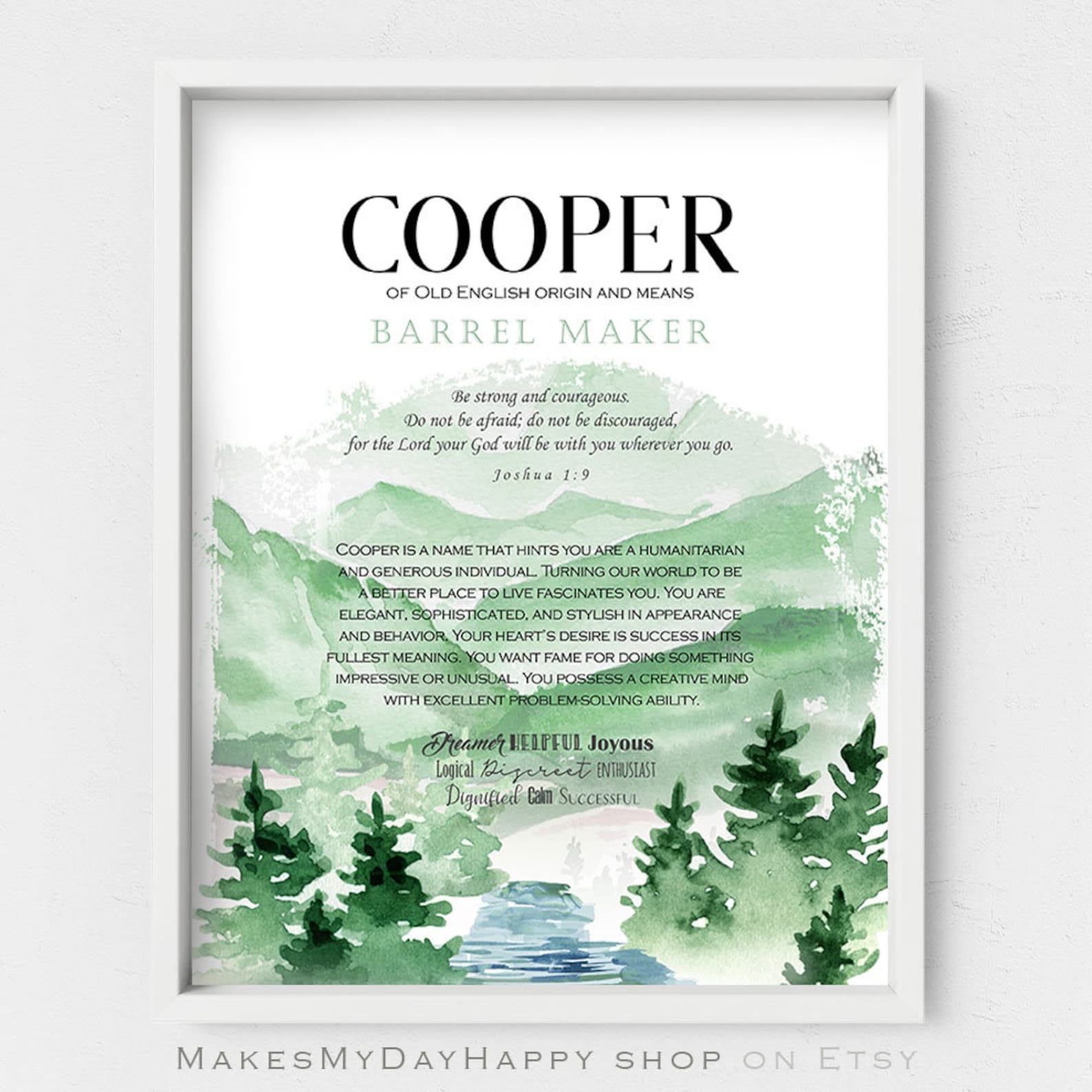 Cooper Printable Meaning of Nameevergreen Tree Kids Room - Etsy