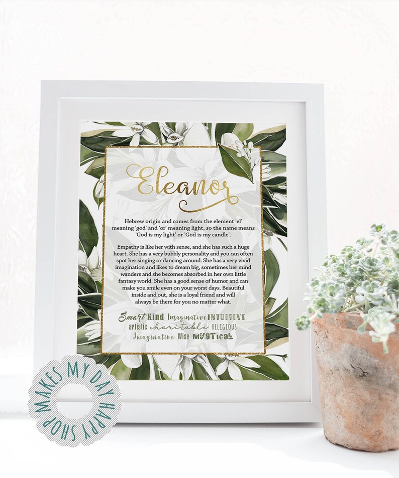 Eleanor Name Meaningmother's Day Gift Printable Wall - Etsy