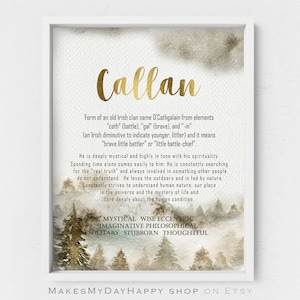 Callan Custom Name Meaning,first Name Wall Art,personalized Name ...