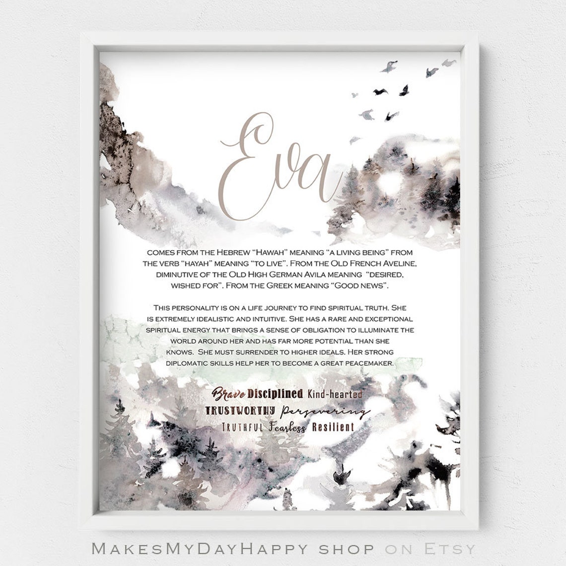Eva Custom Name Meaningfirst Name Wall Artpersonalized - Etsy