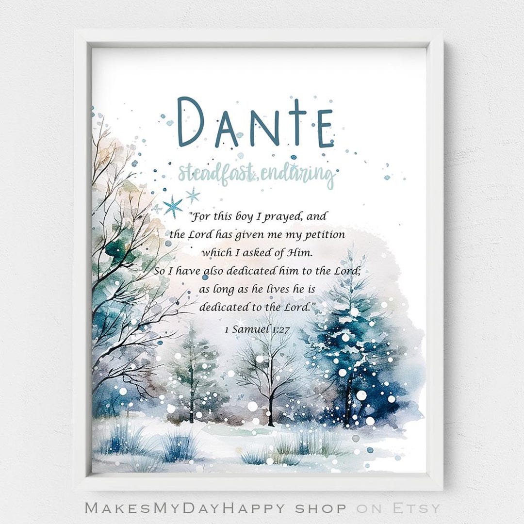 Dante Name Meaning Printable Poster,custom First Name Art,snowy ...
